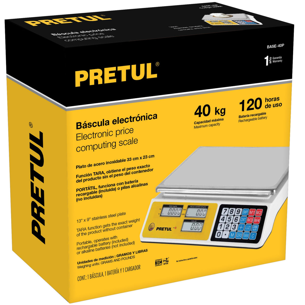 BÁSCULA ELECTRÓNICA MULTIFUNCIONES CAPACIDAD 40 KG, PRETUL CÓDIGO: 299 ...